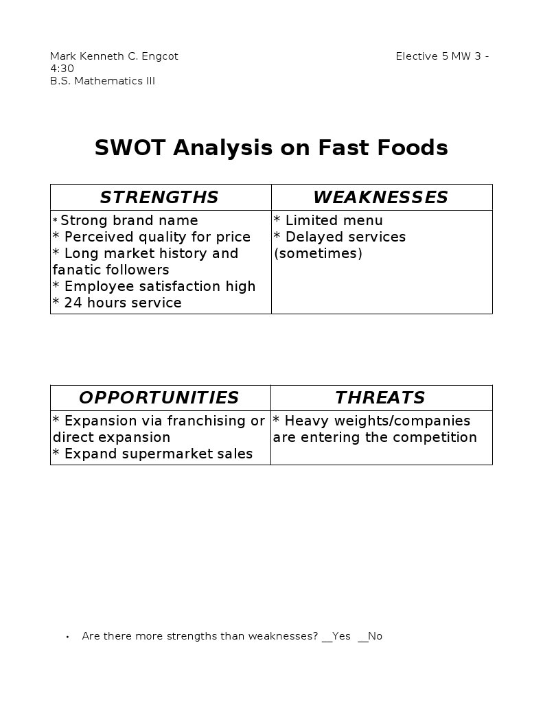 Kenneth. Swot Analysis 123 | PDF | Career & Growth