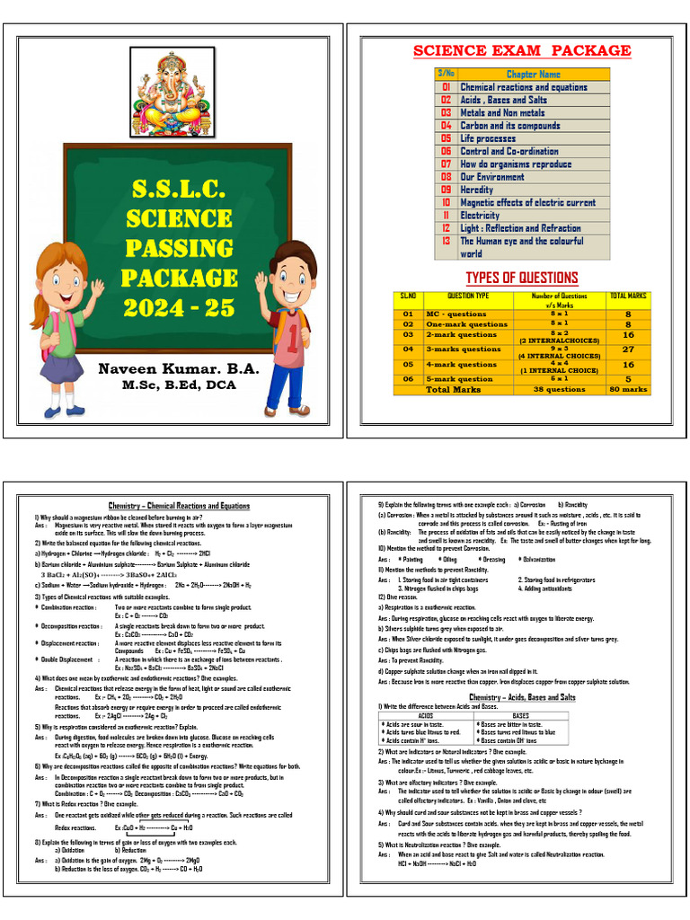Science Exam Package 2024-25 Guide | PDF | Hydrocarbons | Chemical ...