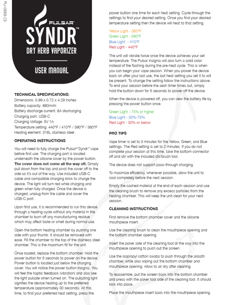 Pulsar Syndr Manual | PDF | Manufactured Goods