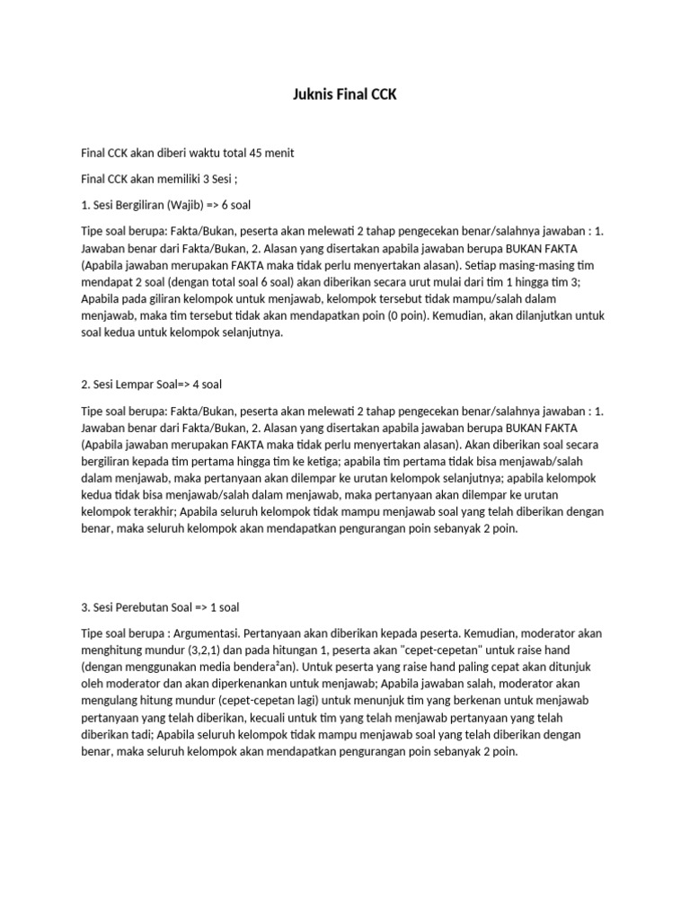 Juknis Final CCK | PDF