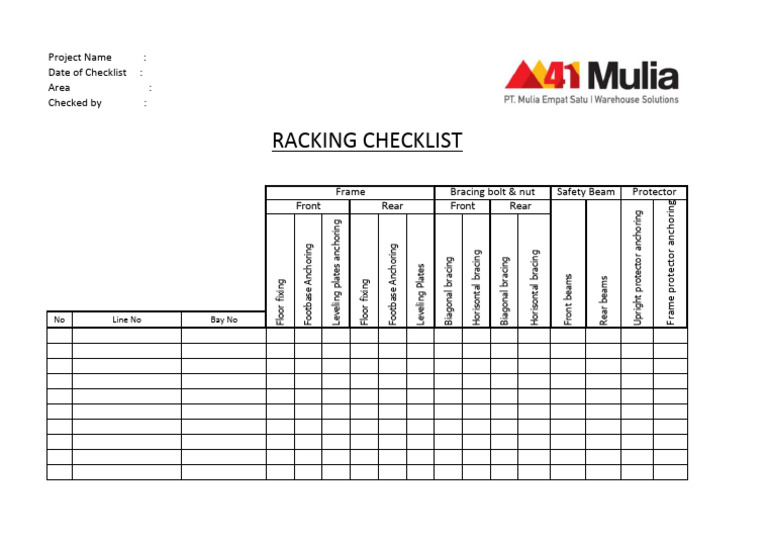 Racking Checklist | PDF
