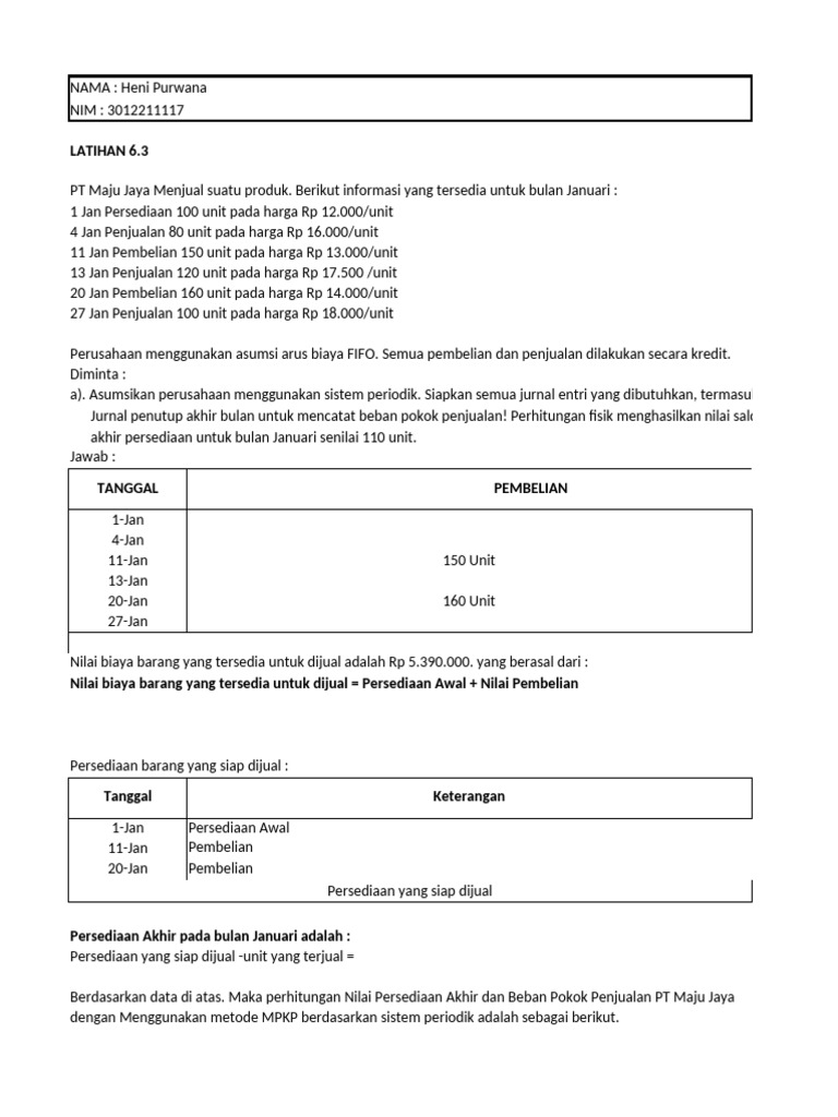 Jurnal dan Laba Bruto PT Maju Jaya | PDF