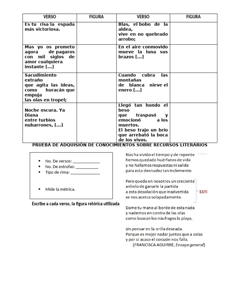 EJERCICIO FIGURAS RETÓRICAS 3° | PDF