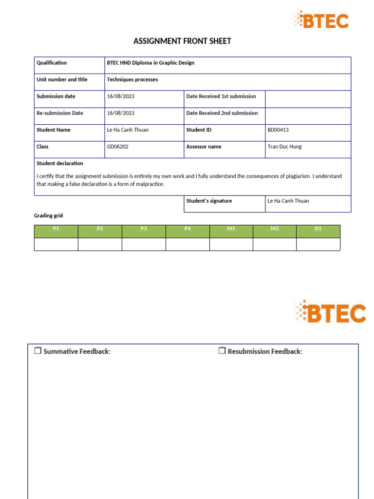 Assigment 1 - Front Sheet | PDF