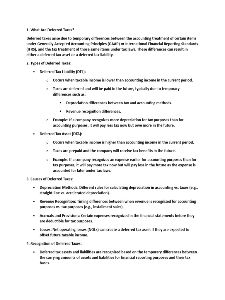 Deferred Tax Notes by Ans | PDF | Deferred Tax | Tax Expense