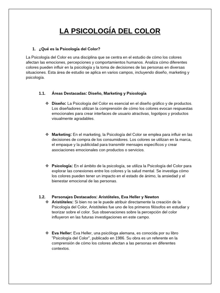 La Psicología Del Color | PDF | Sicología | Color
