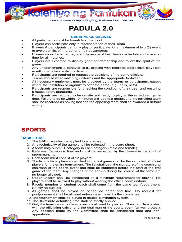 Padula 2.0 Guidelines & Mechanics | PDF | Public Speaking | Sports ...