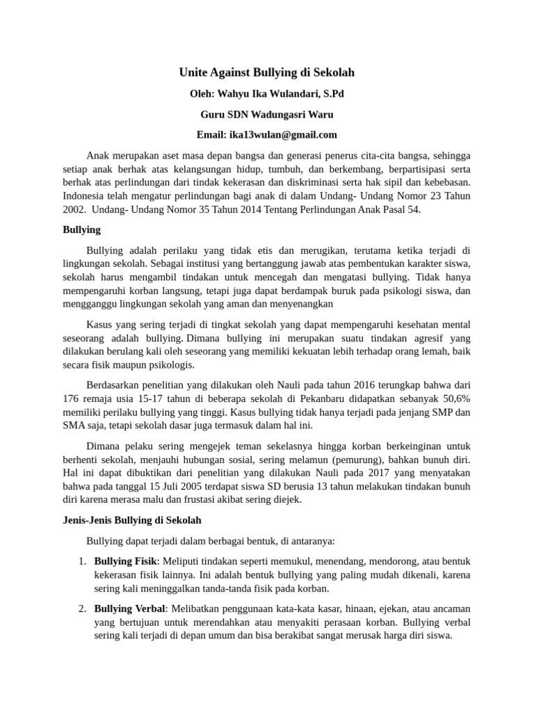 Unite Against Bullying Di Sekolah | PDF