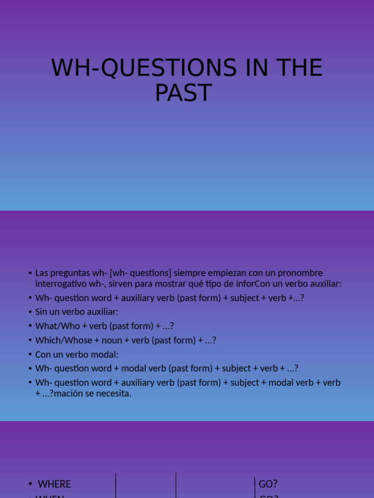 Forming Past Wh- Questions | PDF
