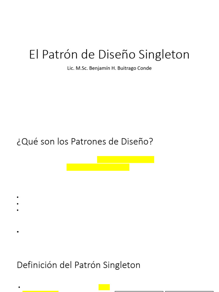 El Patrón de Diseño Singleton | PDF | Patrón de diseño de software ...