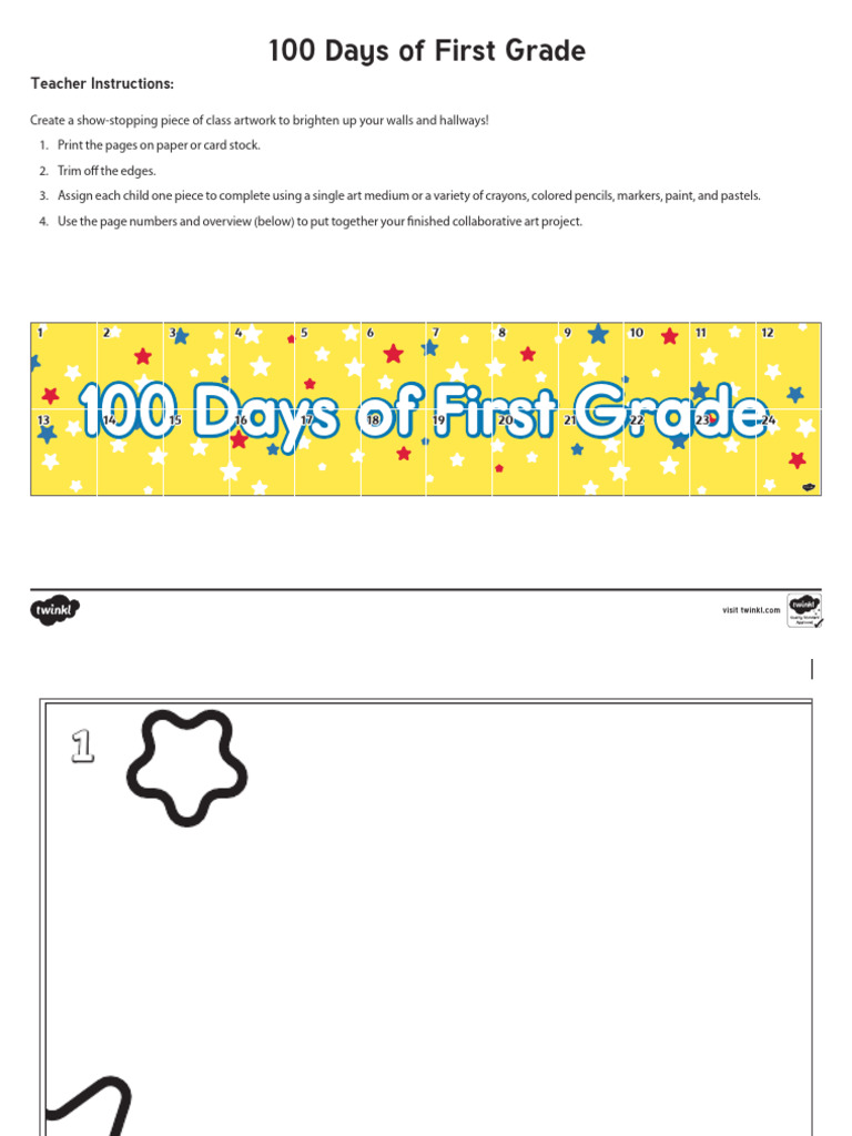 100 Days of First Grade Collaborative Art Banner | PDF