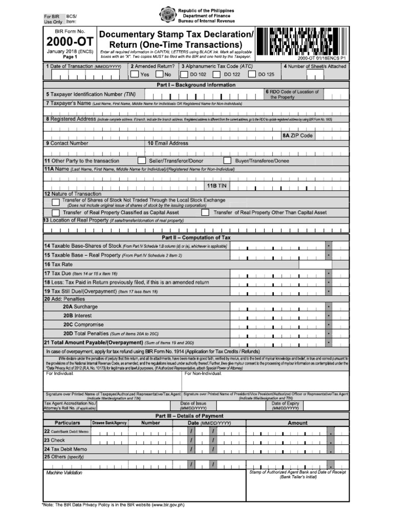 Bir Form 2000OT | PDF