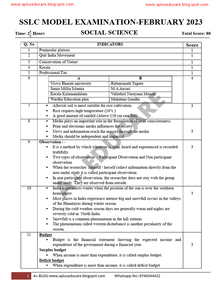 A+ Blog a+ Blog Sslc Model Exam 2023 Social Science Em Ans Key | PDF | Bolsheviks | Soviet Union