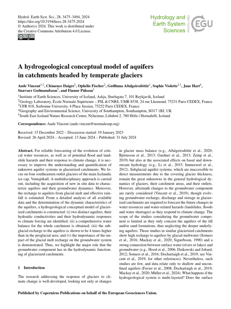 A Hydrogeological Conceptual Model of Aquifers in | PDF | Aquifer | Groundwater