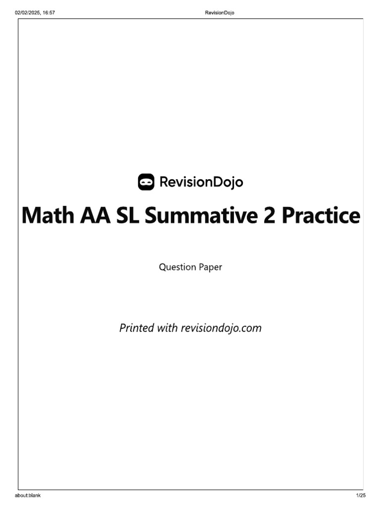Math AA SL Summative 2 Practice | PDF