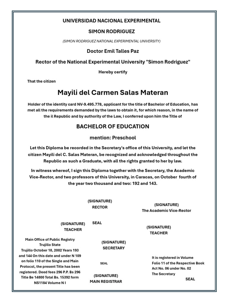 Certificate of Study Mayili Del Carmen Salas Materan | PDF