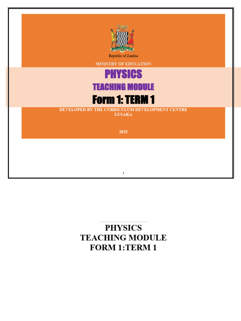 Physics Teaching Module Form 1, Highridge, Feb, 2025 | PDF | Learning ...
