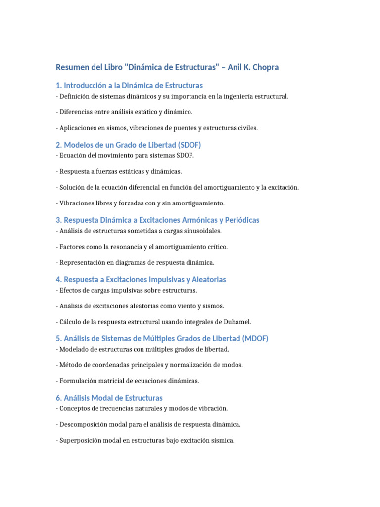 Resumen Dinamica Estructuras Chopra | PDF