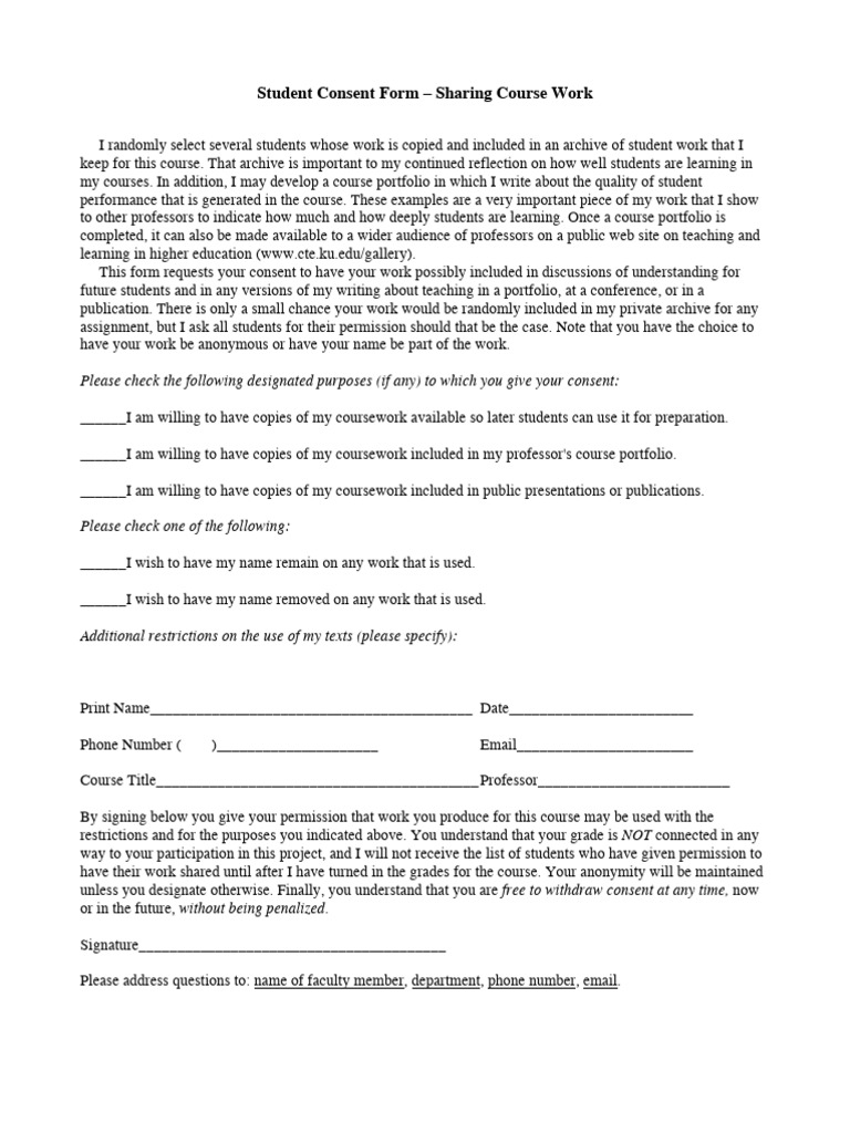 CTE Website Student Consent Form ACCESSIBLE | PDF