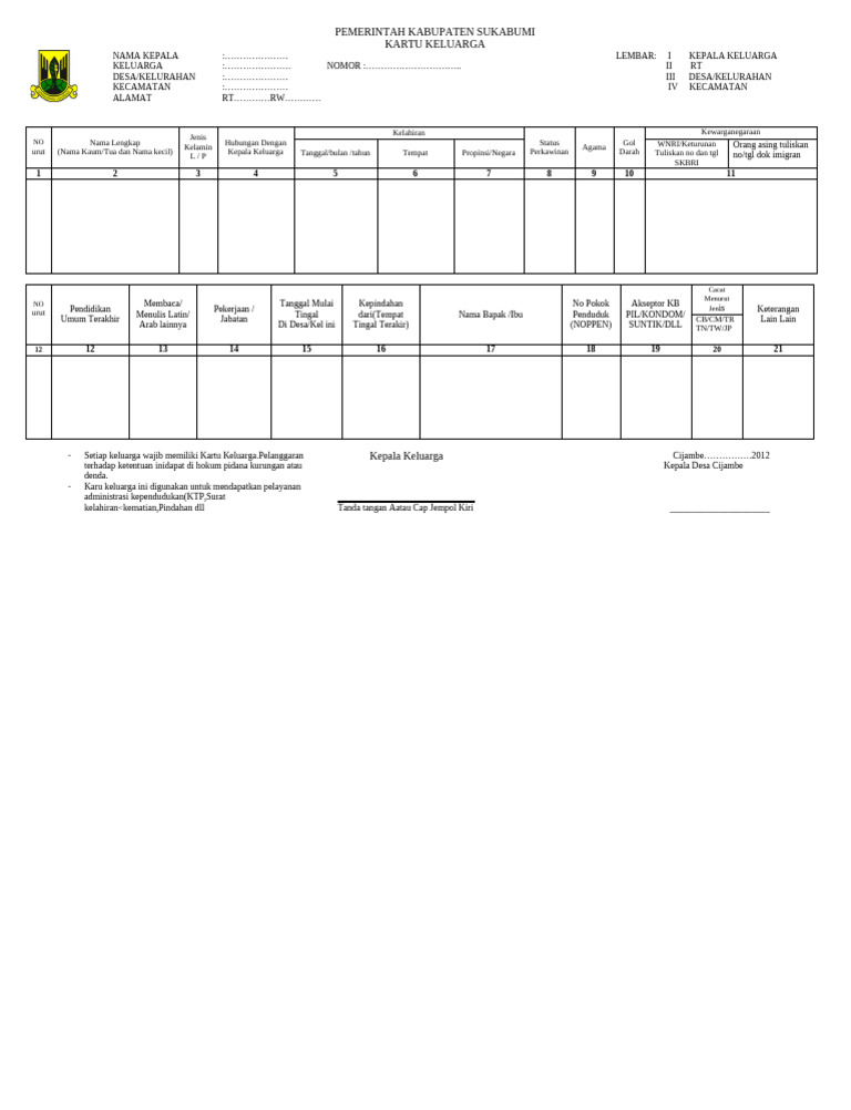 Format KK Jadul | PDF