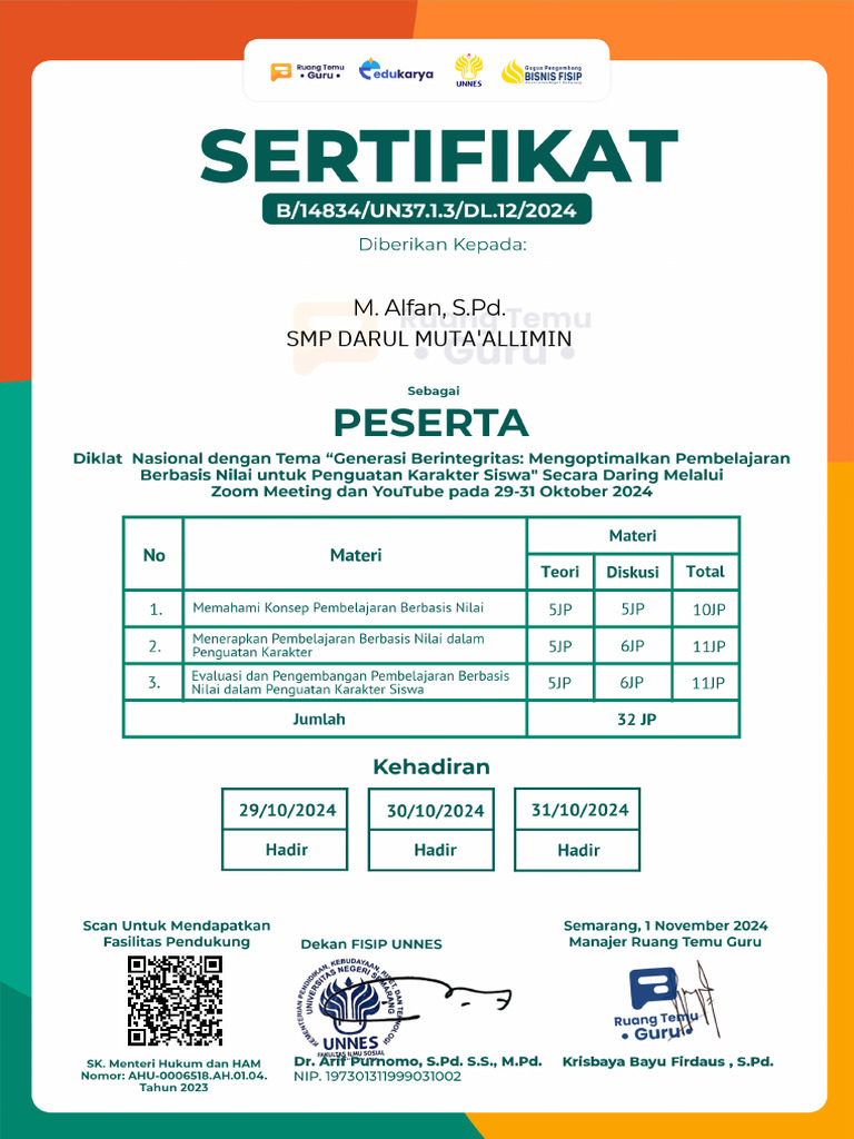Sertifikat Pak Alfan 2 | PDF