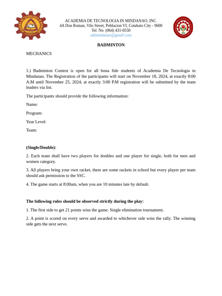 Mechanics For Intramurals Final 2k24 | PDF