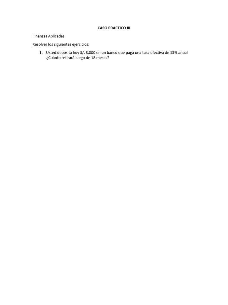 CASO PRACTICO III RESUELTO_FINANZAS APLICADAS | PDF