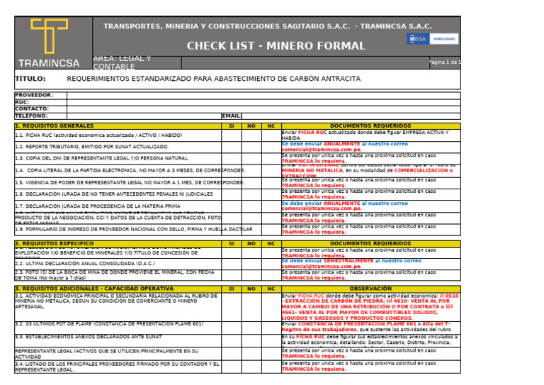 Check List Proveedores de Materia Prima - MF | PDF | Economias | Recurso