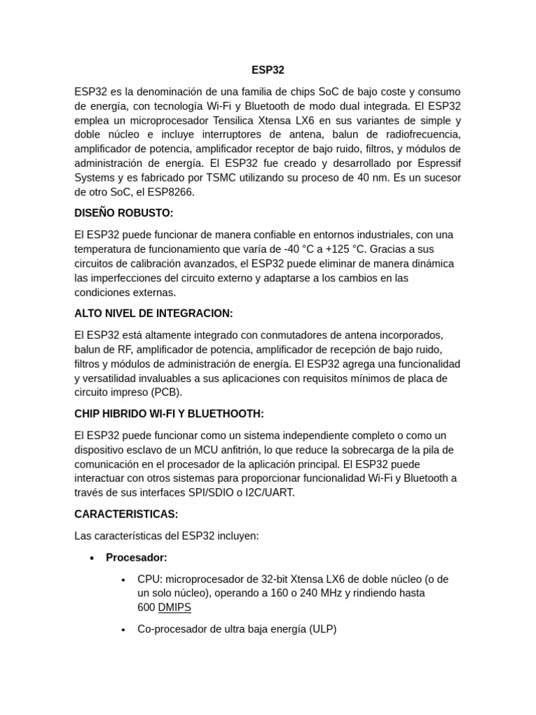 ESP32 | PDF | Microprocesador | Sistema en un chip