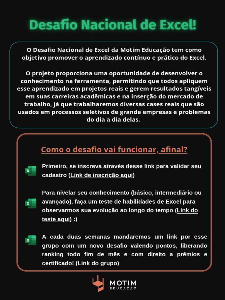 Motim - Desafio Nacional Excel 2025 | PDF