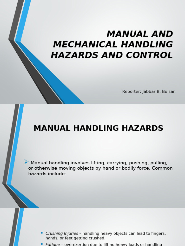 Manual and Mechanical Handling Safety Guide | PDF | Safety | Labor ...
