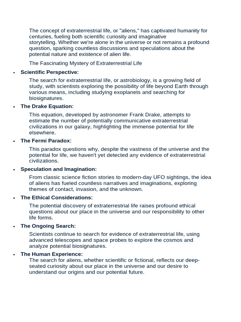 The Search for Extraterrestrial Life | PDF