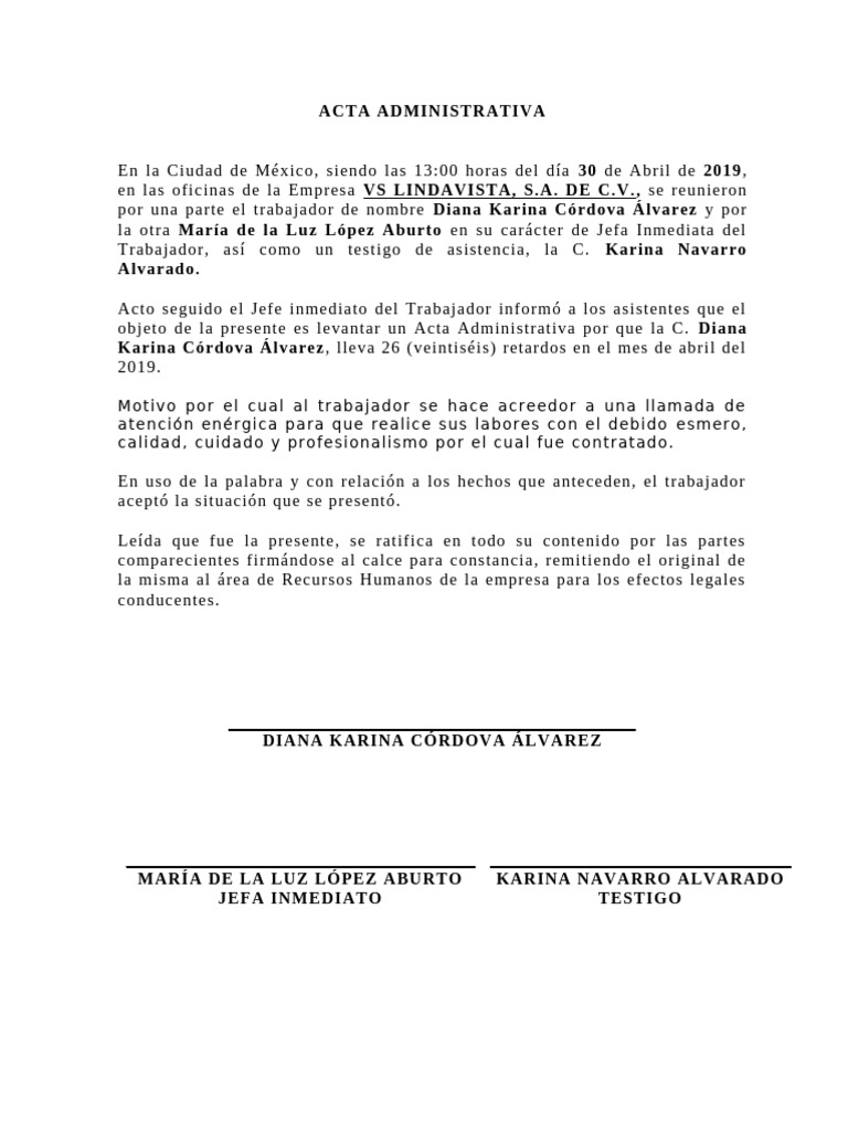 ACTA ADMINISTRATIVA | PDF