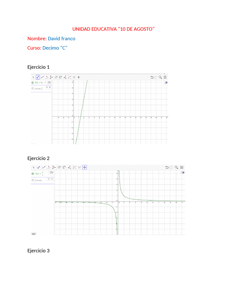 Ejercicios del Curso Décimo "C" | PDF