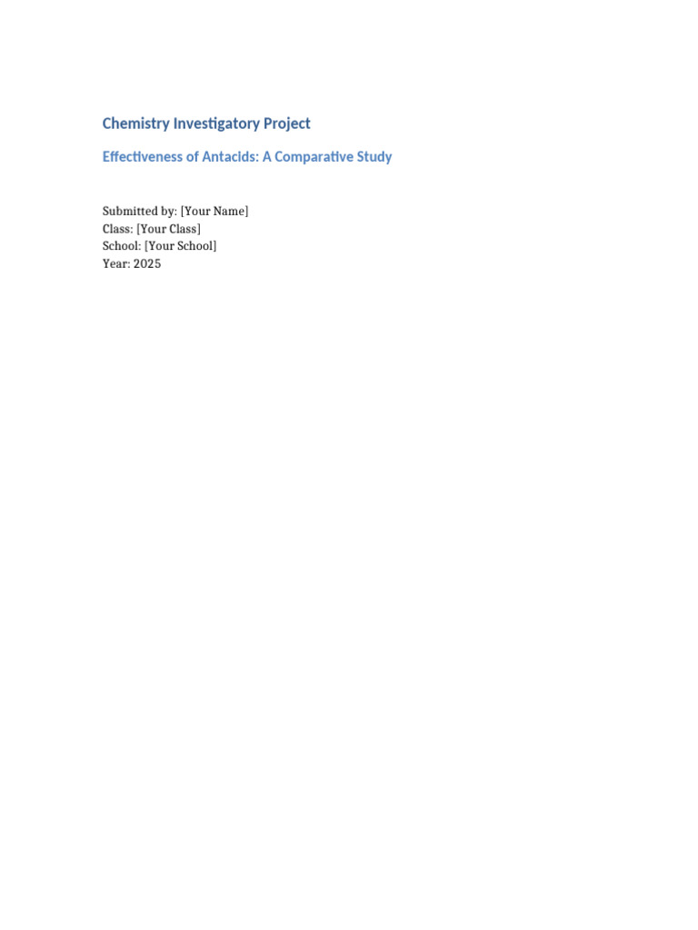 Effectiveness_of_Antacids_Project_Extended | PDF | Chemical Substances ...