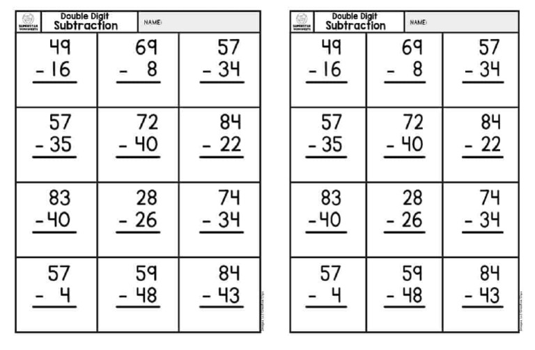 Math 2-Digit Subtraction | PDF