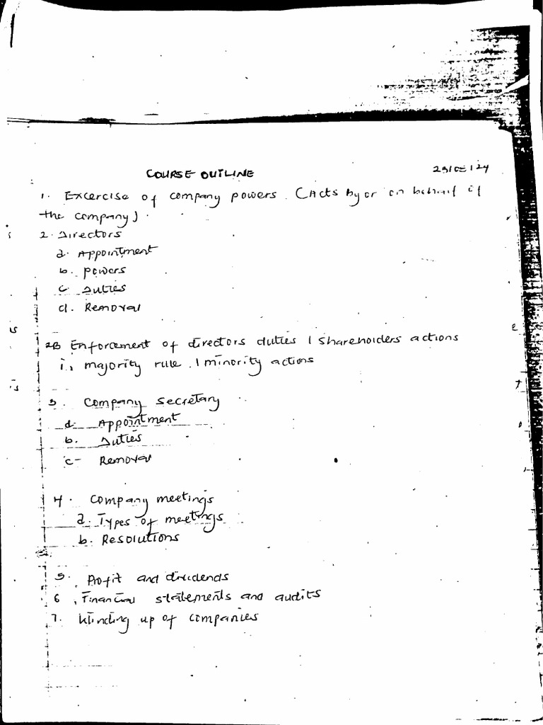 Company Law Class Notes | PDF