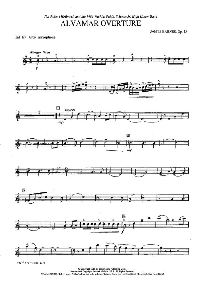 Alvamar Overture Sax Alto 1 | PDF