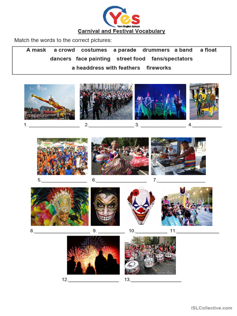 Carnival and Festival Vocabulary | PDF