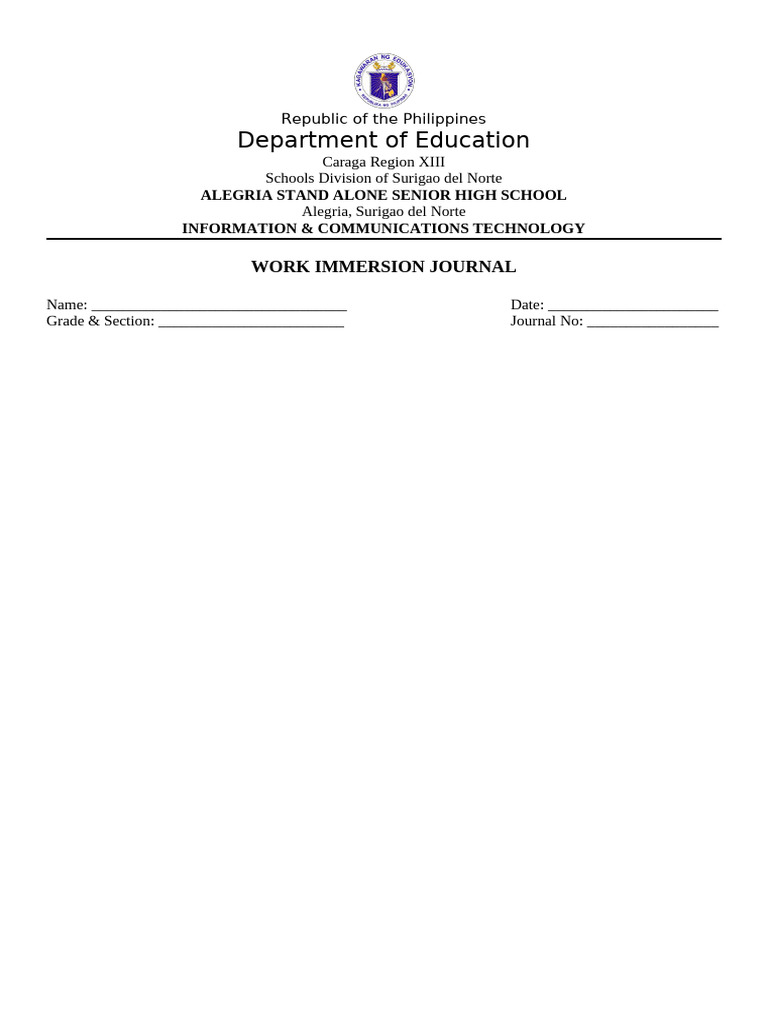 Immersion Journal | PDF