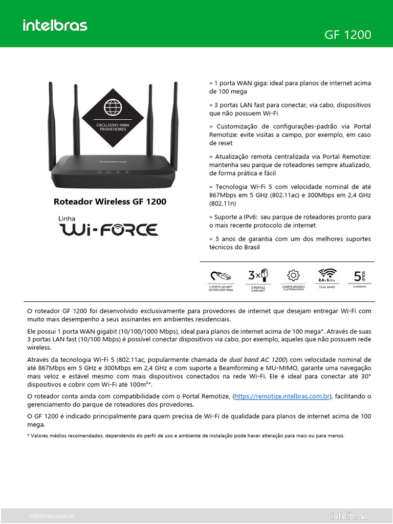 Datasheet GF 1200 04.20 | PDF | Wi-Fi | Roteador (informática)