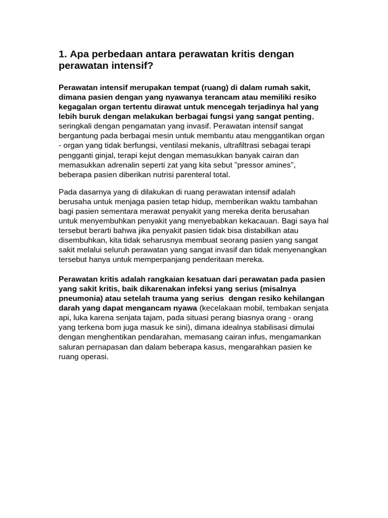 Panduan Perawatan Intensif dan Kritikal | PDF