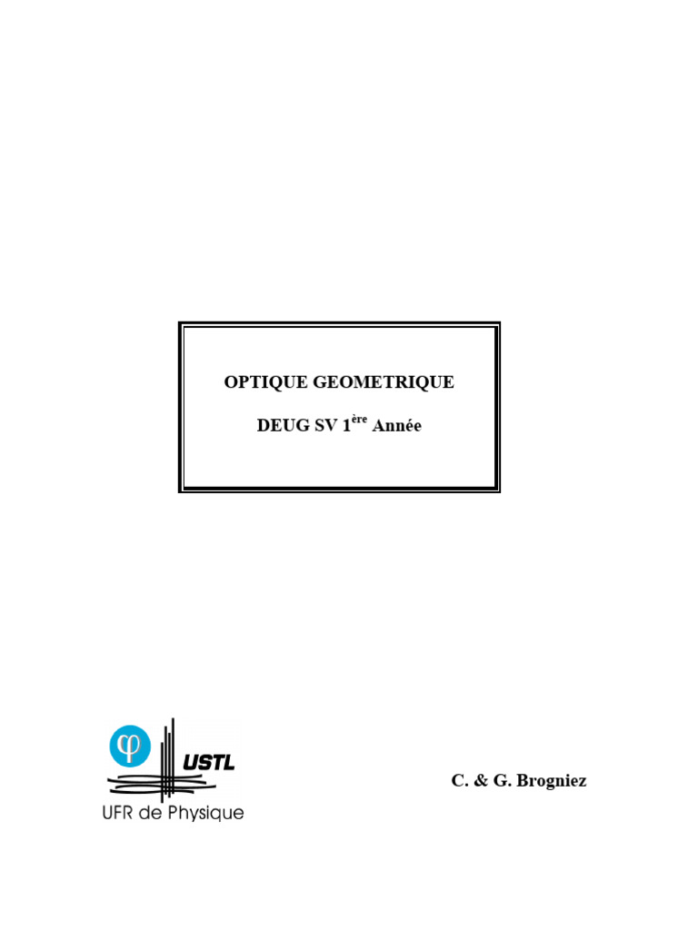 Introduction à l'Optique Géométrique | PDF | Réfraction | Lumière
