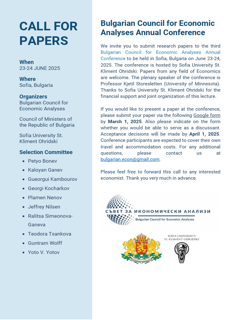 Call for Papers: BCEA 2025 Conference | PDF