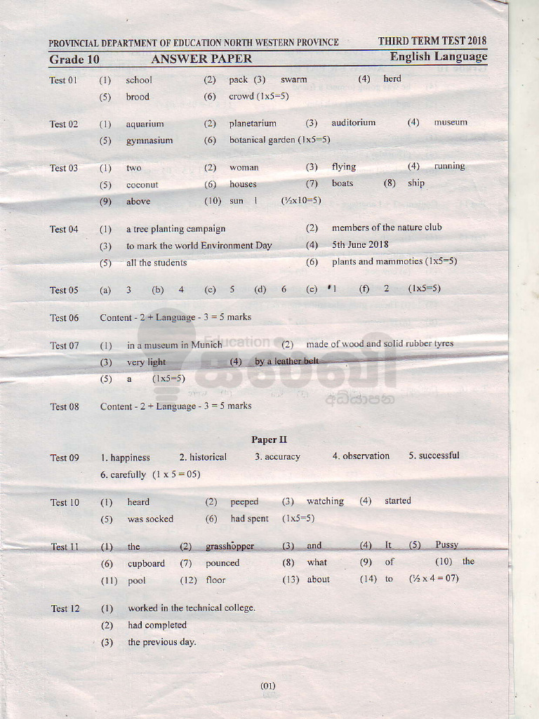 gr10 Ta English 2018 Term - 3 Scheme | PDF