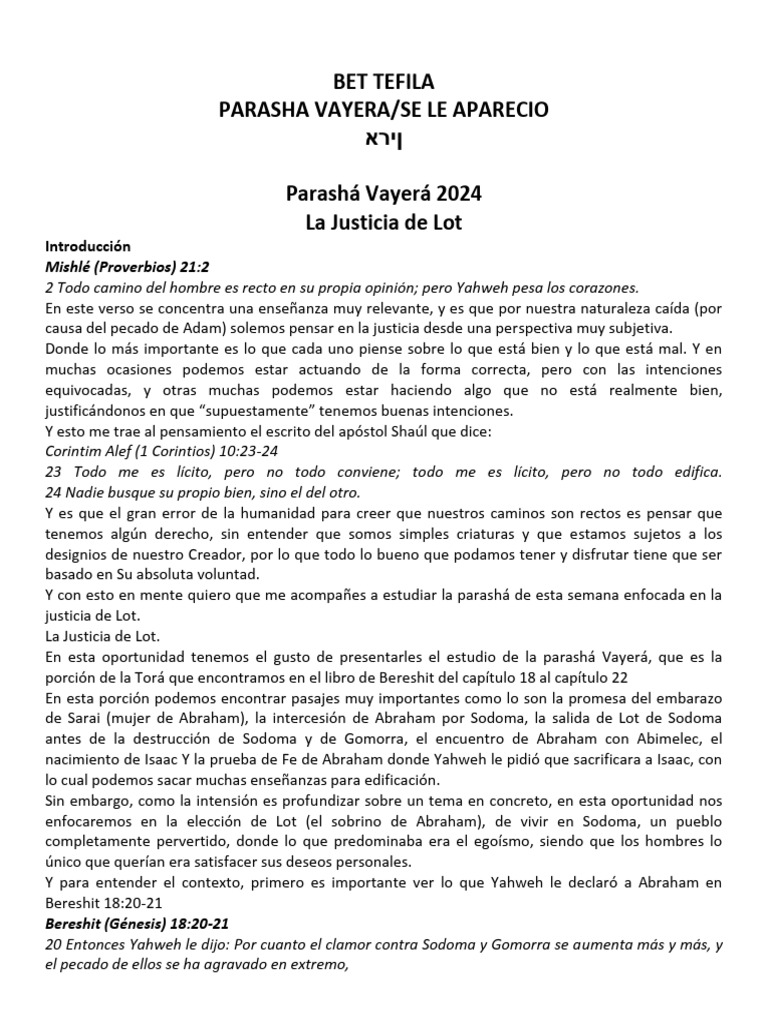 Parasha 4 Vayera | PDF | Abrahán | Libro del Génesis