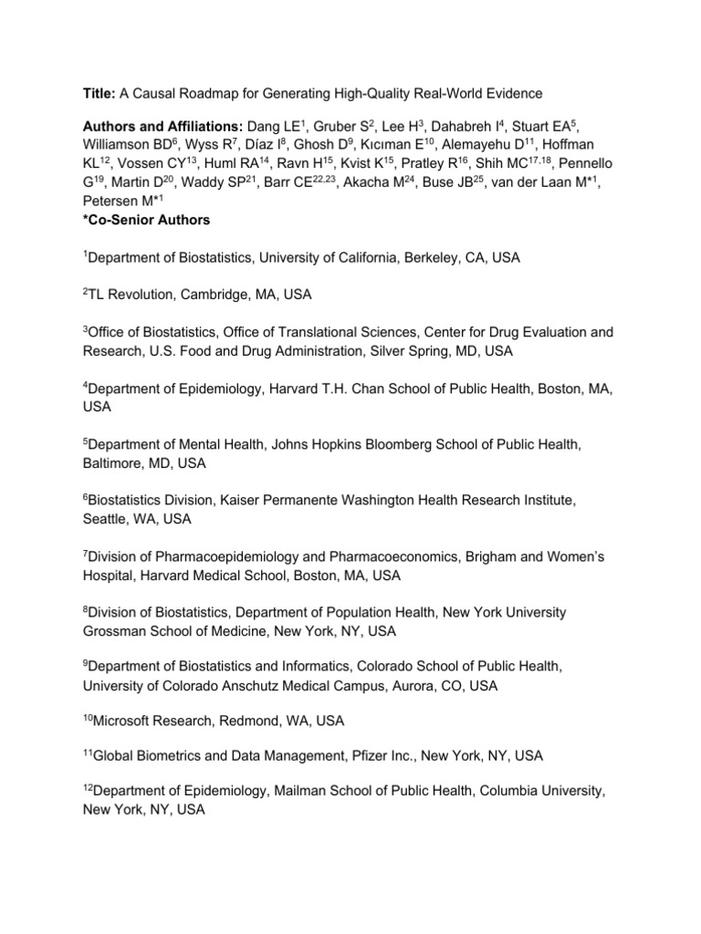 Causal Roadmap for High-Quality RWE | PDF | Statistics | Regression ...