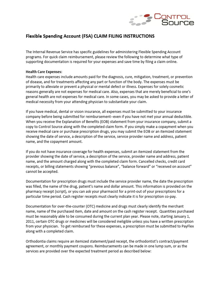 FSA Claim Filing Instructions | PDF | Prescription Drugs | Over The ...