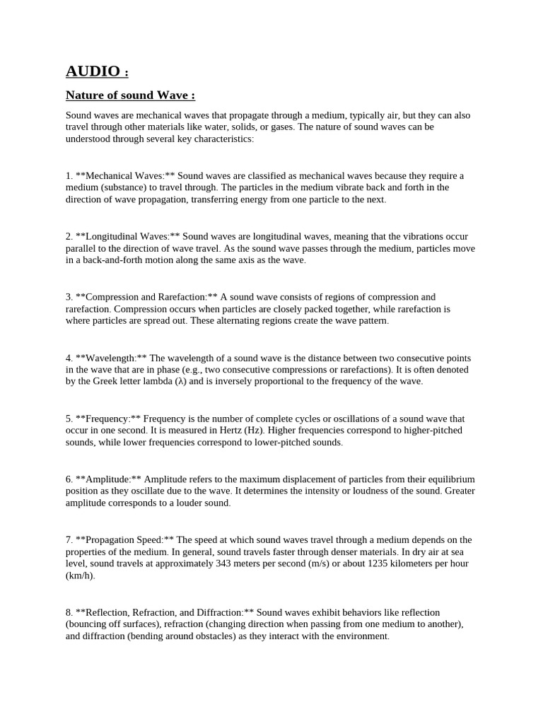 UNIT - 3 (Audio and Sound Processing) | PDF | Sound | Waves