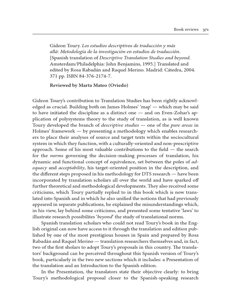 Toury's Descriptive Translation Studies | PDF | Translations | Linguistics